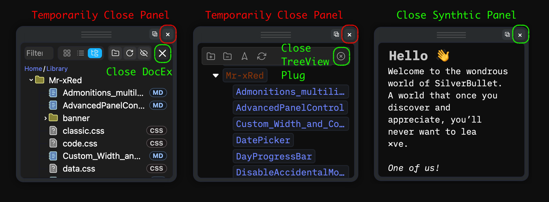 Advanced Panel Controls - e.g. Resizing Side Panels (LHS, RHS, BHS ...